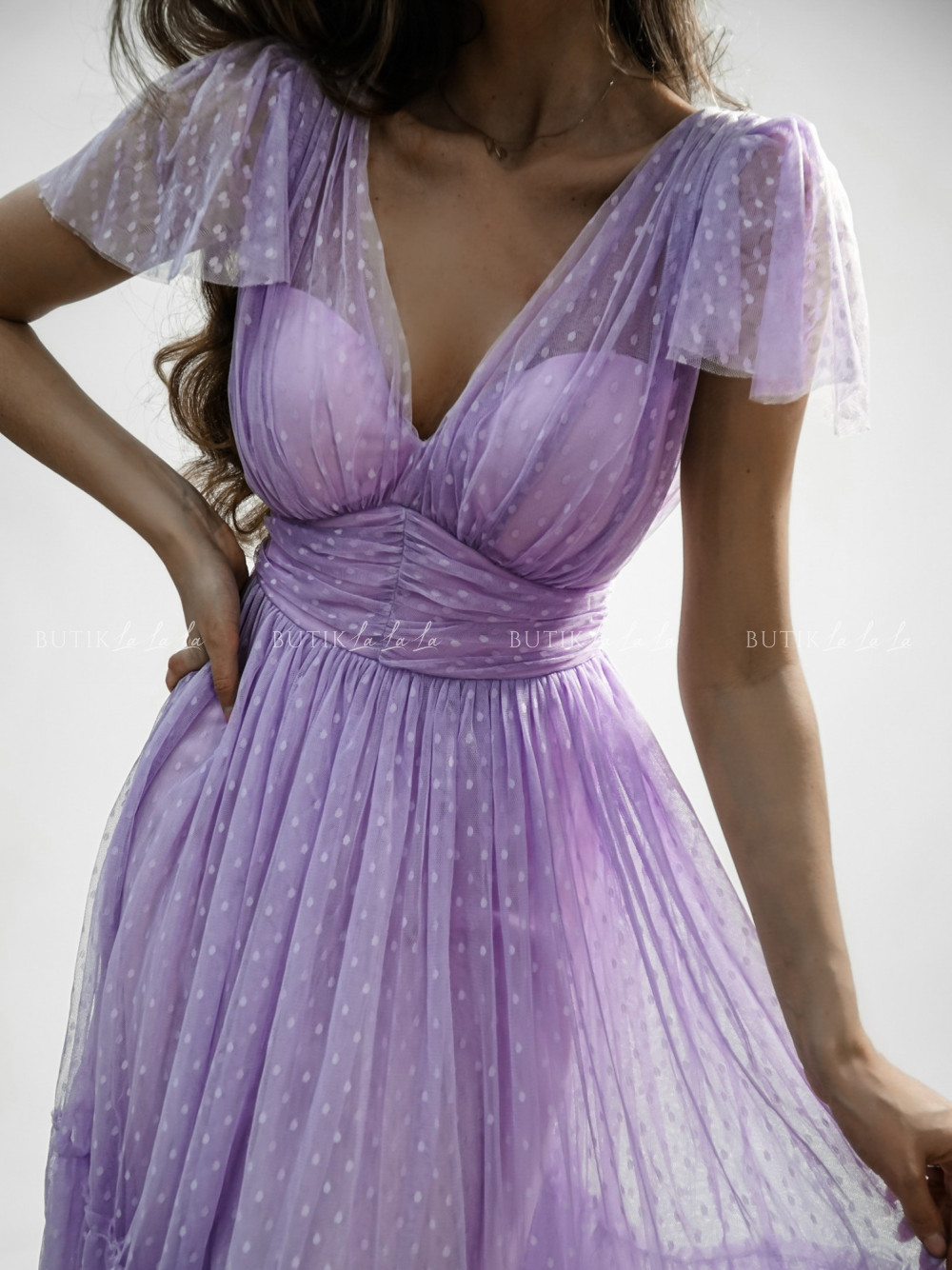 Sukienka midi tiulowa liliowa Kataleja - butiklalala.pl